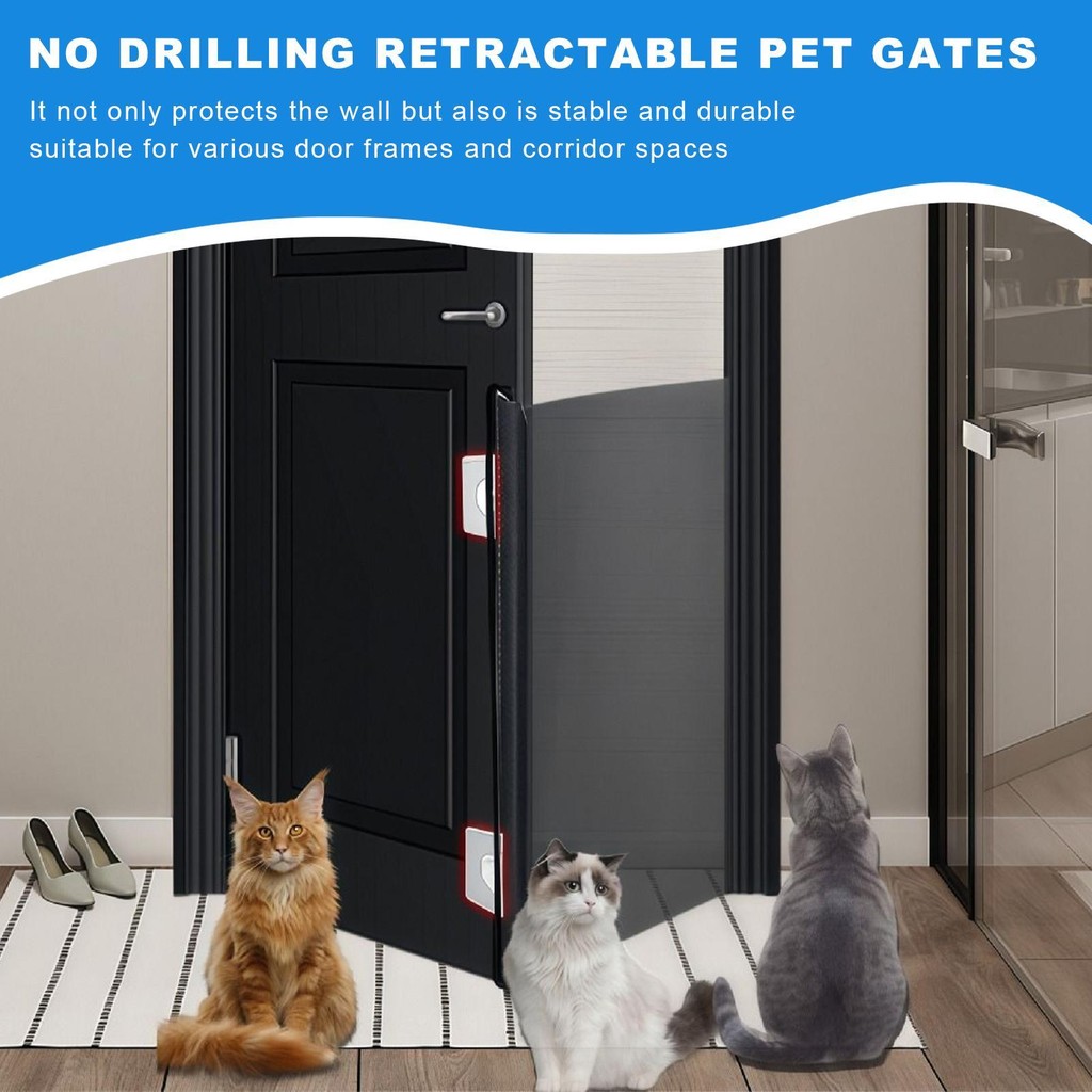 Retractable Mesh Pet Gate No Drill Screen Extendable Child Protection ...