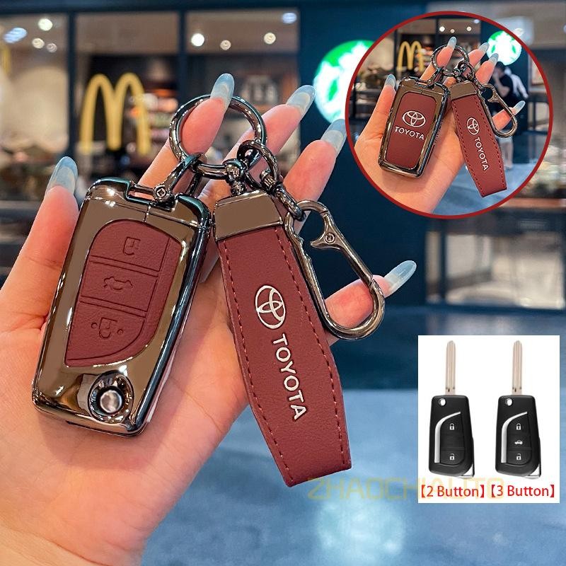 Zinc Alloy Leather Car Key Case Cover For Toyota Yaris Revo Innova 2016 ...