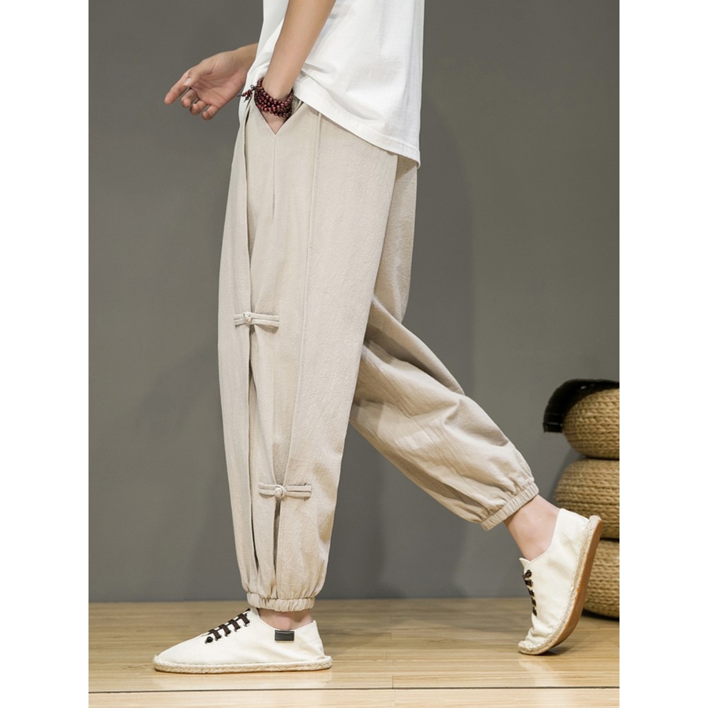 2025 CNY 中国风 seluar slack lelakiRetro Chinese Style Chinese Frog Tang ...