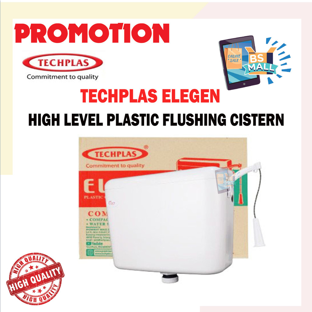 TECHPLAS 9L Elegen Plastic Cistern High Level / Tangki Pam Tandas Tarik ...