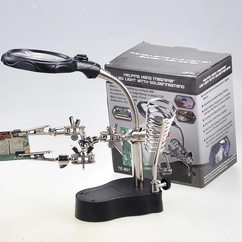 Soldering Iron Station Stand With Welding Magnifying Glass Clip Clamp ...