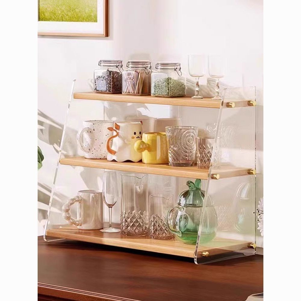 Acrylic Desktop Shelf Cup Holder Kitchen Dining Table Storage Rack ...