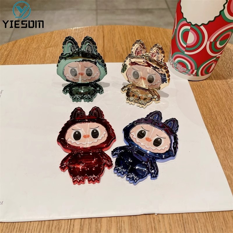 Universal Cartoon Labubu Folding Stand Make up Mirror Portable Phone ...