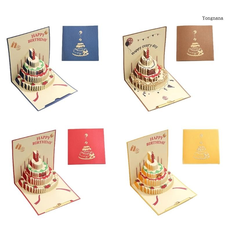 【CH*】 3D Birthday Cards Cake Pop-Up Greeting Card Happy-Birthday Cards ...