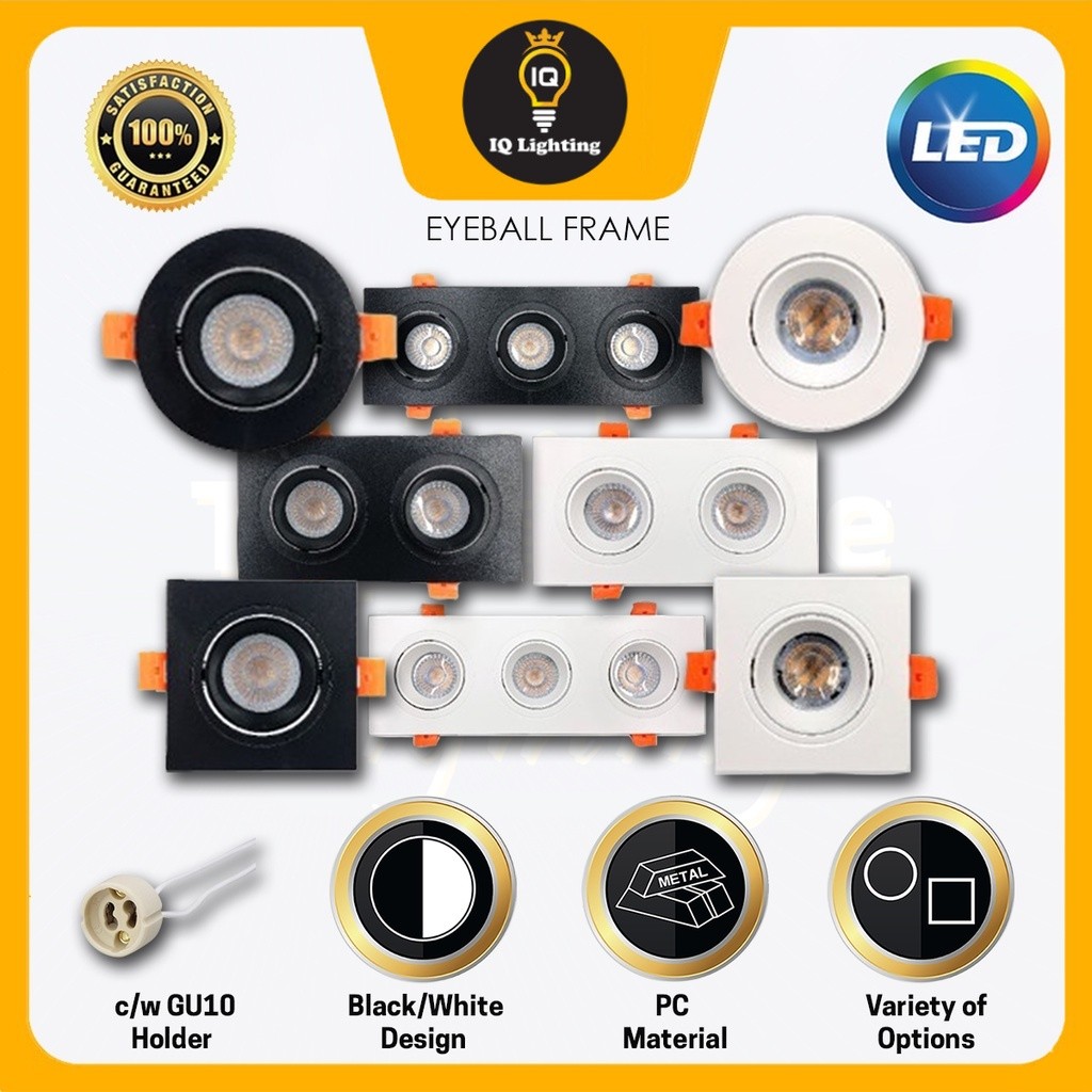 LED Eyeball Casing GU10 Bulb Replaceable Fitting Square Round Downlight ...