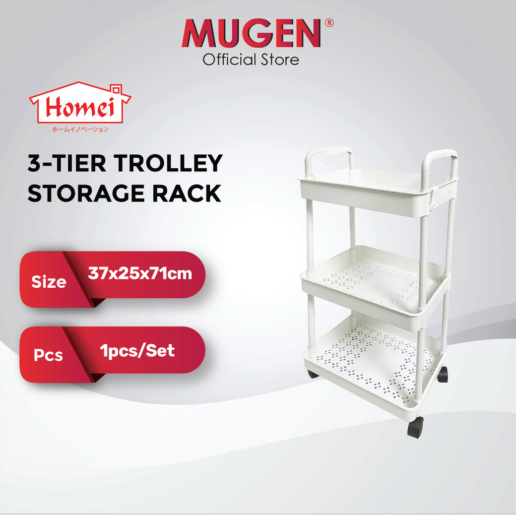 Homei 3 Tier Trolley Storage Rack Shelf With Wheel | Shopee Malaysia