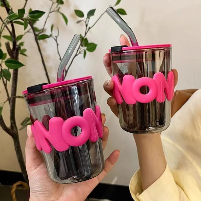 High-value Glass Simple ins Water Cup Souvenir Cup Letter Cup Office ...