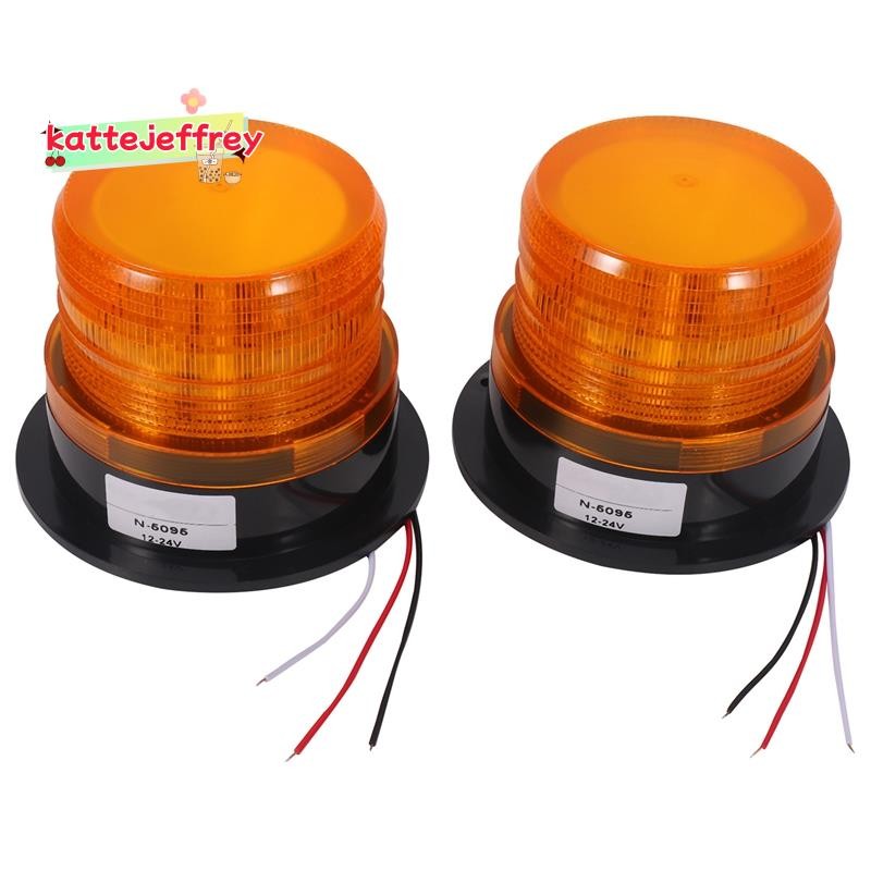 2 x Amber LED Beacon Strobe Emergency Flashing Light Warning Lamp Truck ...