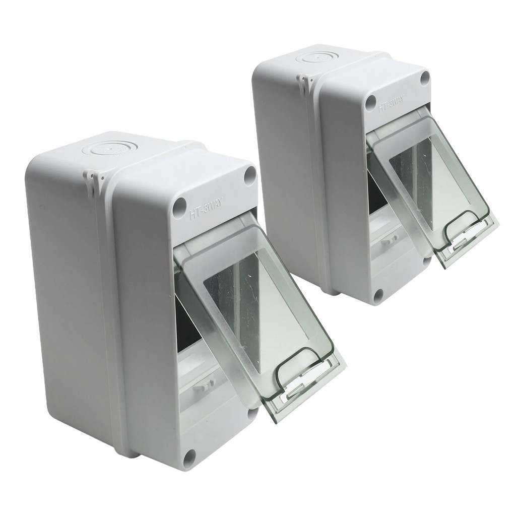 2PCS 3-Way Power Distribution Box IP65 Rail Enclosure Wall Mounted ...