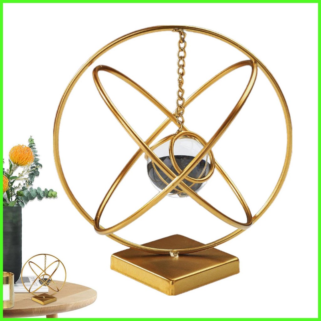 Crystal Ball With Stand Decorative Metal Frame Ball Desk Ornament ...