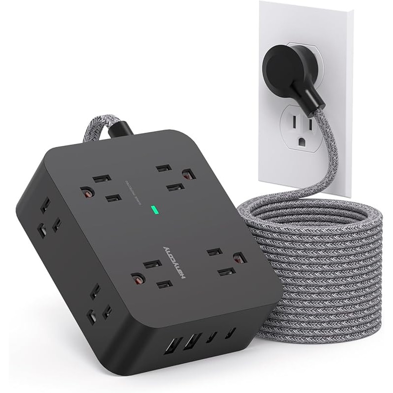 Surge Protector Power Strip - 8 Outlets with 4 USB (2 USB C) Charging ...