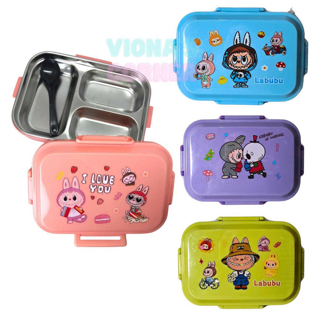 3-separated Stainless Steel Lunch Box Labubu Lunch Box, Mixed-Proof ...