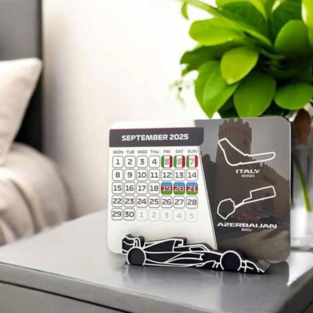 F1 Race Schedule Calendar, With F1 Car Stand 7.0" x 5.5" 2025 Racing ...