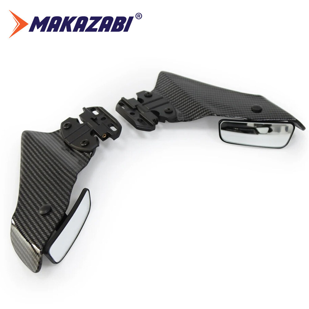 Motorcycle Side Winglet Kit Spoiler Fairing Rear View Mirror BLACK ...