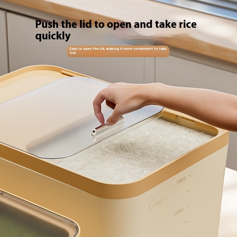 Household Rice Barrel Rice Flour Storage Large Container Rice Tank Push ...
