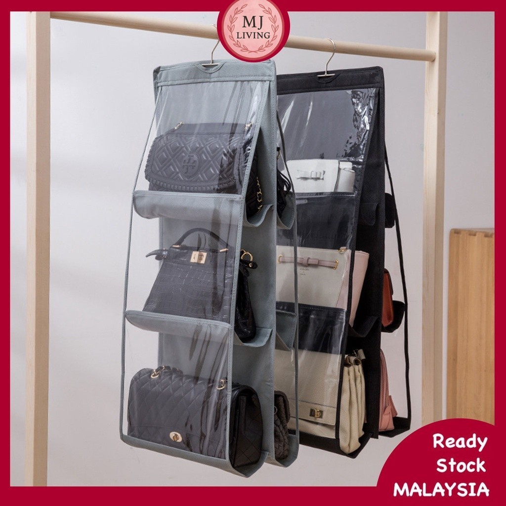 6 Pocket Bag Shoe Storage Wardrobe Hand Bag Organizer Cupboard Closet ...