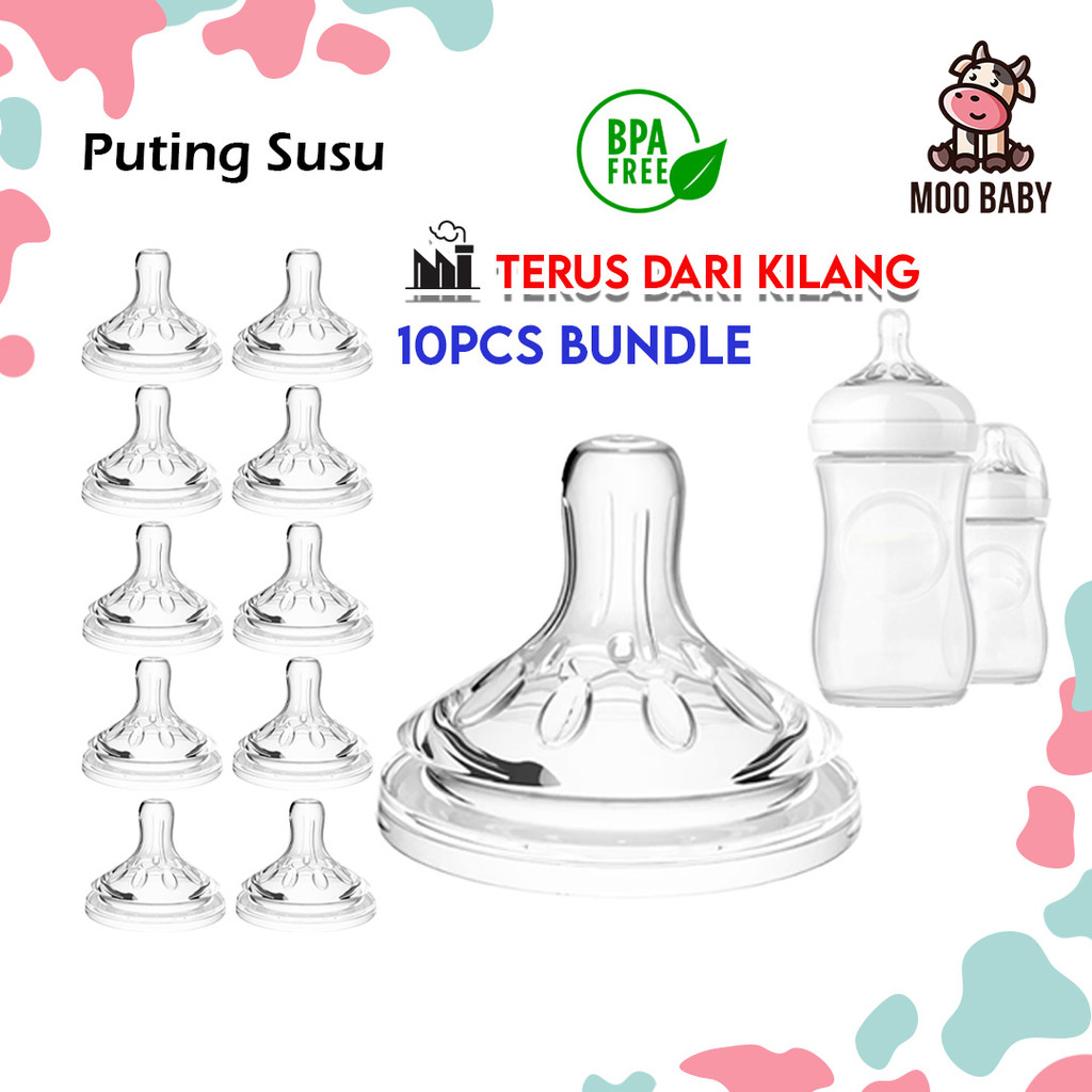 Moo Baby Puting Botol Nipple Puting Susu Puting Botol Wide Neck Puting ...