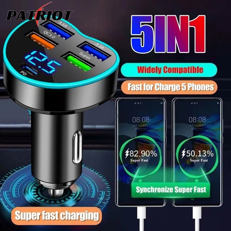 Heart-Shaped Car Charger with Digital Display | 4USB+PD Fast Charging ...