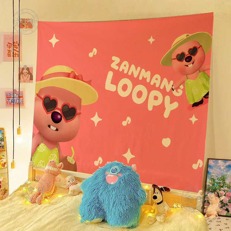Pink Cute Series loopy Little Beaver ins Cartoon Comics Home Wall Cloth ...
