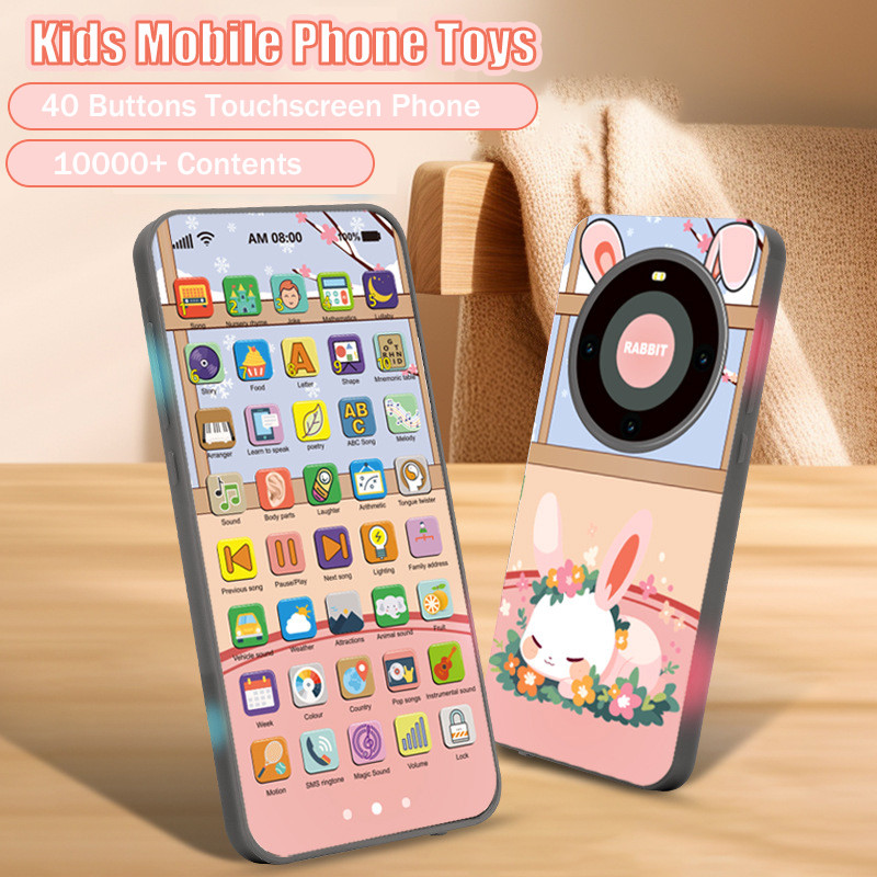 Kids Mobile Phone Toys Rechargeable Music Story Toy Touchscreen Phone ...