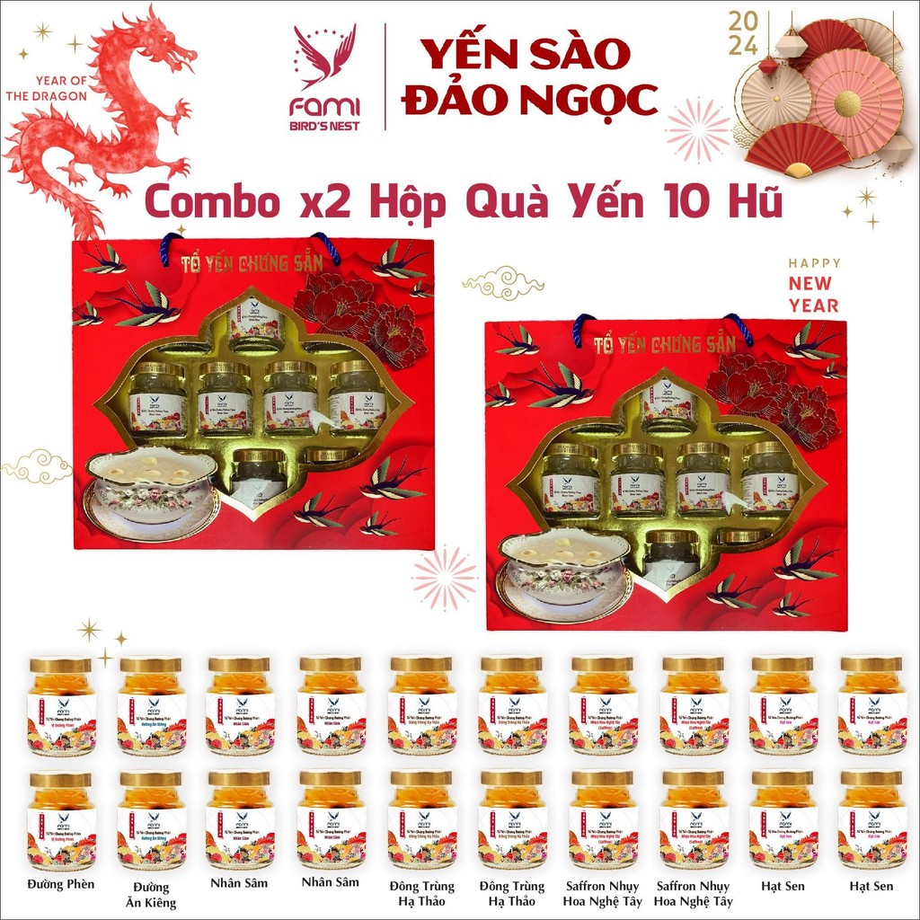 Combo 2 Gift Boxes CNY (10 Jars of Pre-cooked Bird's Nest 30%) - FAMI ...