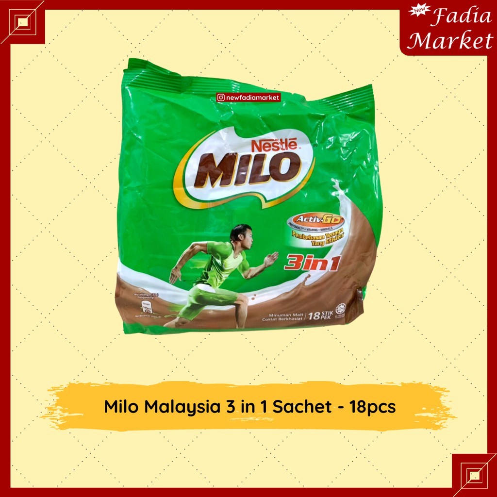 Milo Malaysia 3 in 1 Sachet (Chocolate Milk) [594g - 18x33g] | Shopee ...