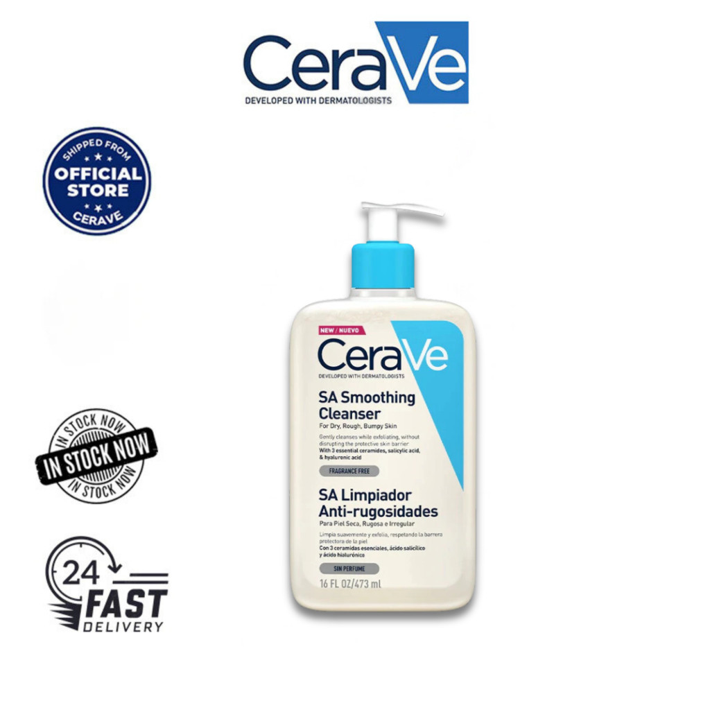 Cerave SA Smoothing Cleanser 473 ml For Dry, Rough, Bumpy Skin | Shopee ...