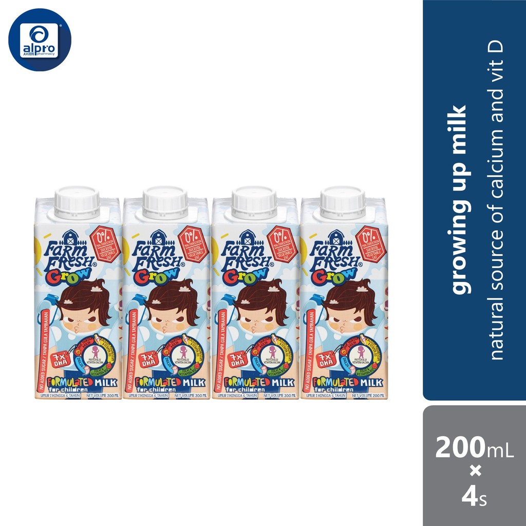 Farm Fresh Grow UHT Formulated Milk 200ml ×4s | Natural Source of ...