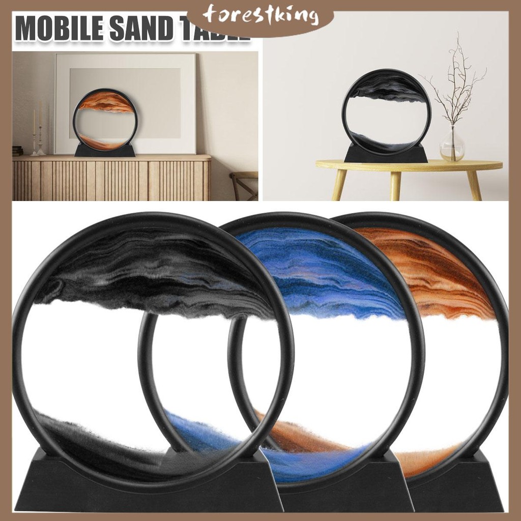 Moving Sand Art Round Moving Sand Picture 3D Glass Sand Painting Deep ...