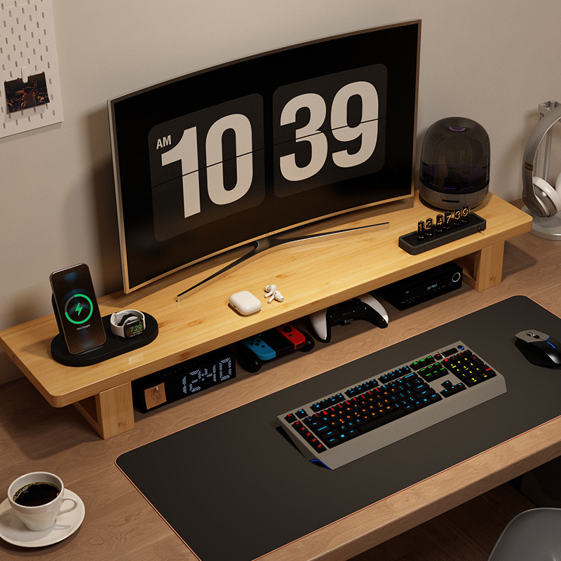 Desktop Computer Elevated Rack Monitor Stand Desktop Shelf Work ...