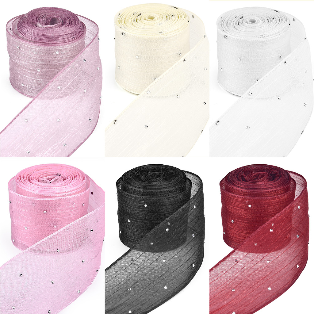 5M Diamond Mesh Organza Pleated Ribbon DIY Hair Accessories Material ...