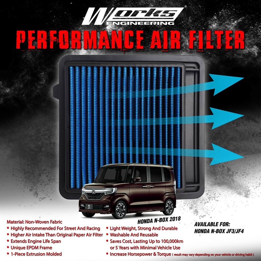 Honda NBOX N-BOX WORKS ENGINEERING PERFORMANCE DROP IN AIR FILTER ...