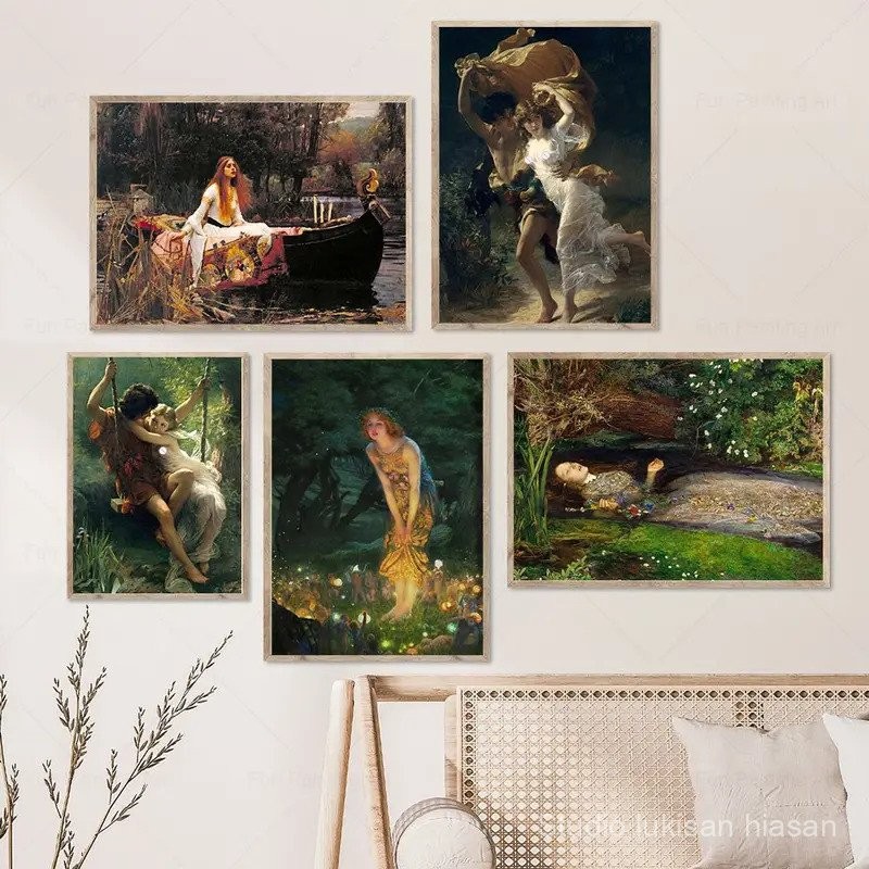 British Pre-Raphaelite Art Set, Gallery Wall Art Print, Vintage Woman ...