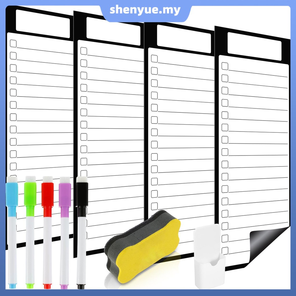 4Pcs Magnetic to Do List White Board for Fridge Reusable Magnetic Dry ...