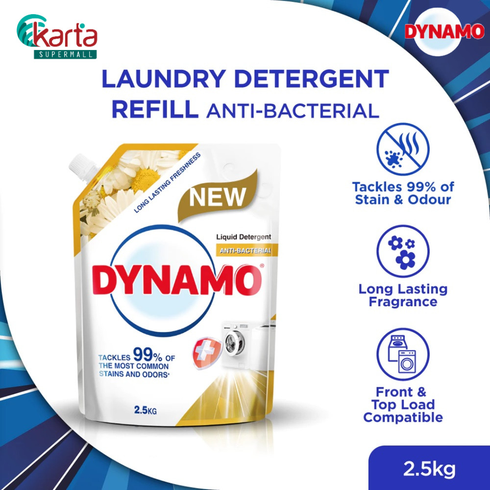 DYNAMO Laundry Detergent Liquid Anti-bacterial 2.5kg (Refill Pack ...
