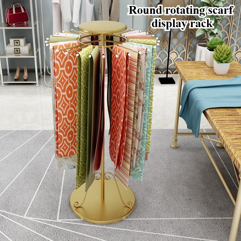 Scarf Display Rack Can Be Lifted And Rotatable Ring Silk Scarf Rack ...