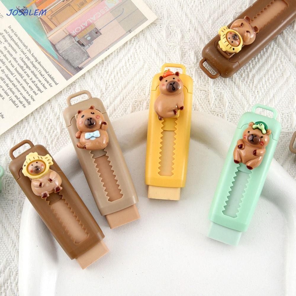 JOSALEM Capybara Eraser, Portable Retractable Push Pull Eraser ...