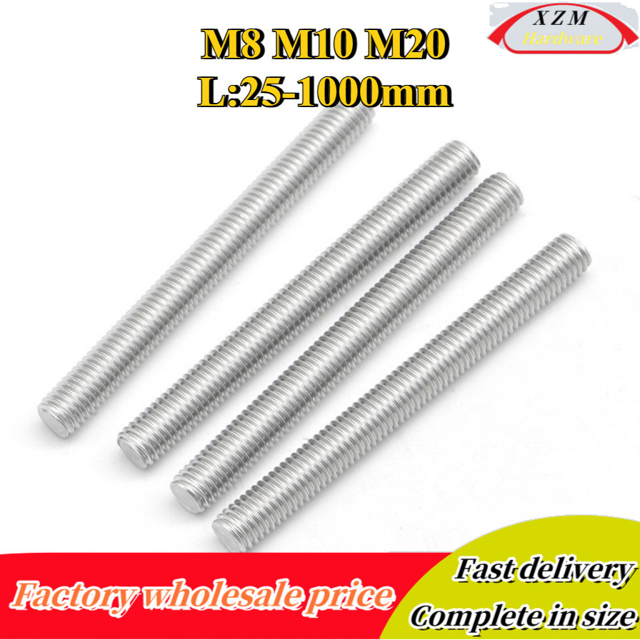304 Stainless Steel Screw Rod Threaded Screw Full Threaded Strip Full ...