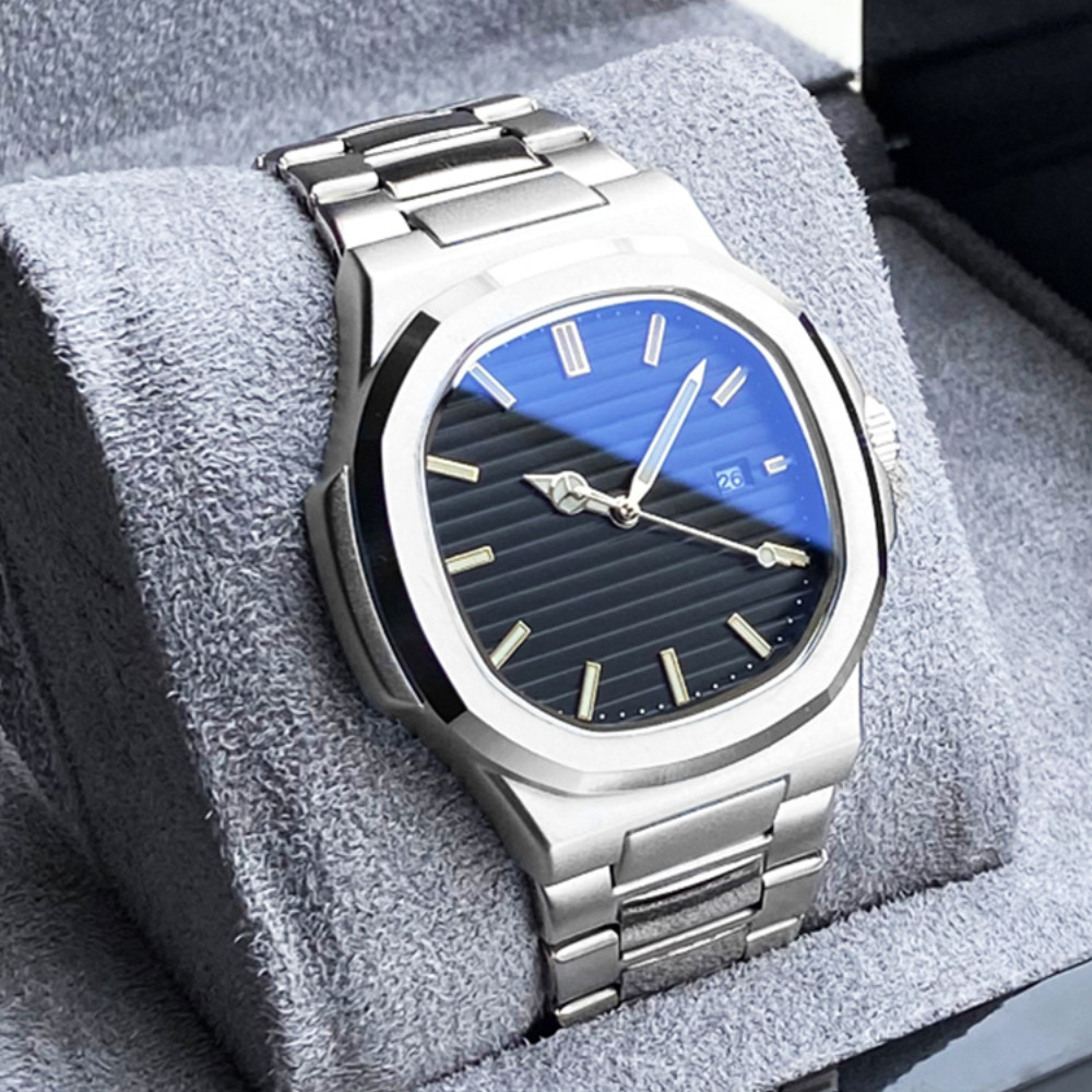 New Men's Watch Retro Square Nautilus Men's Watch Waterproof Steel Band ...