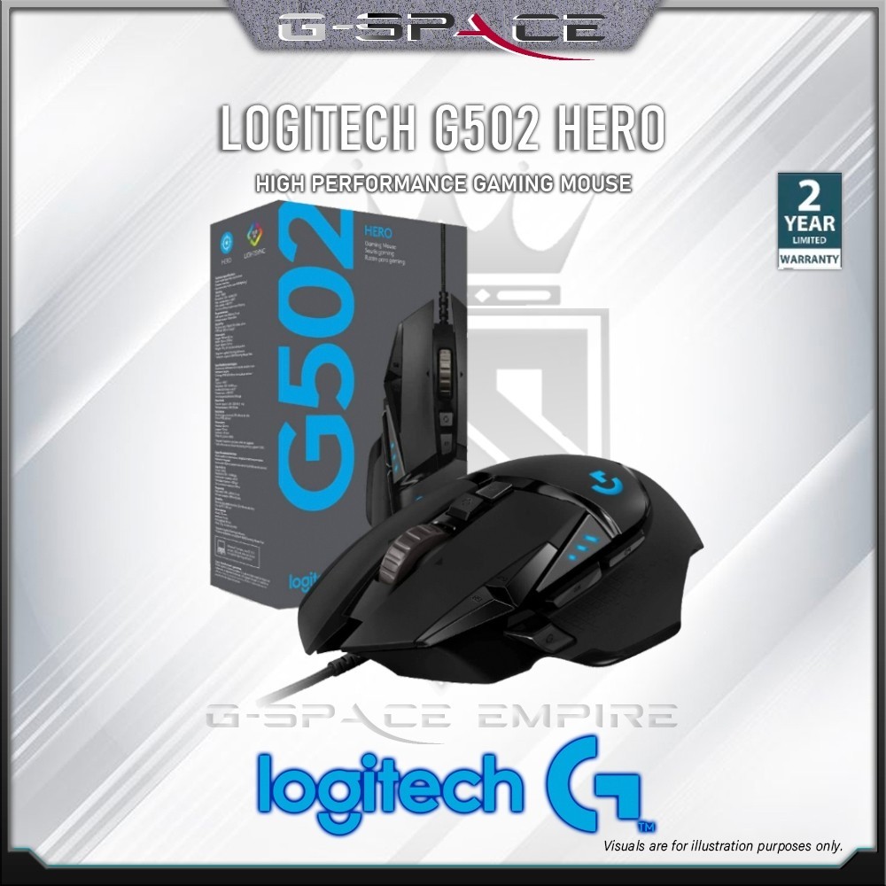Logitech G502 HERO High Performance Wired Gaming Mouse Hero Lightspeed ...