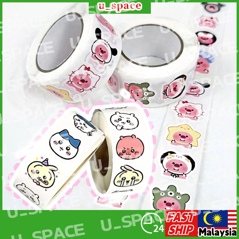 500pcs/Roll Capybara Loppy Kuromi Sealing Sticker Tapes Cartoon Pororo ...