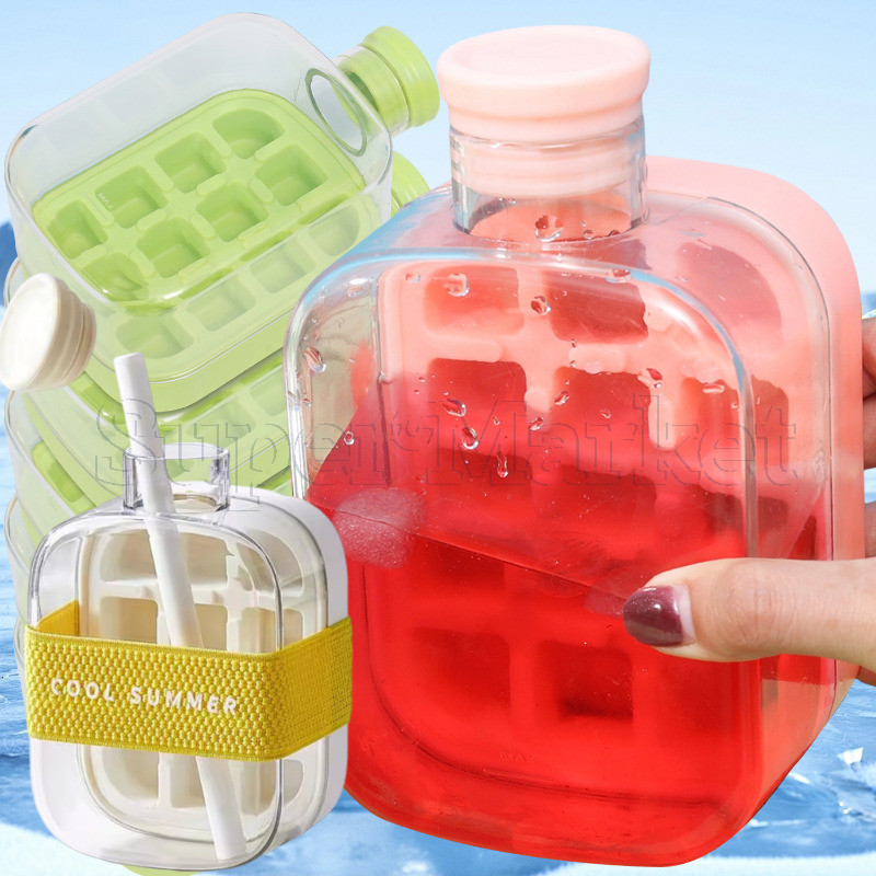 2 in 1 Ice Cube Mold Water Bottle - Summer Ice Lattice DIY Mould ...