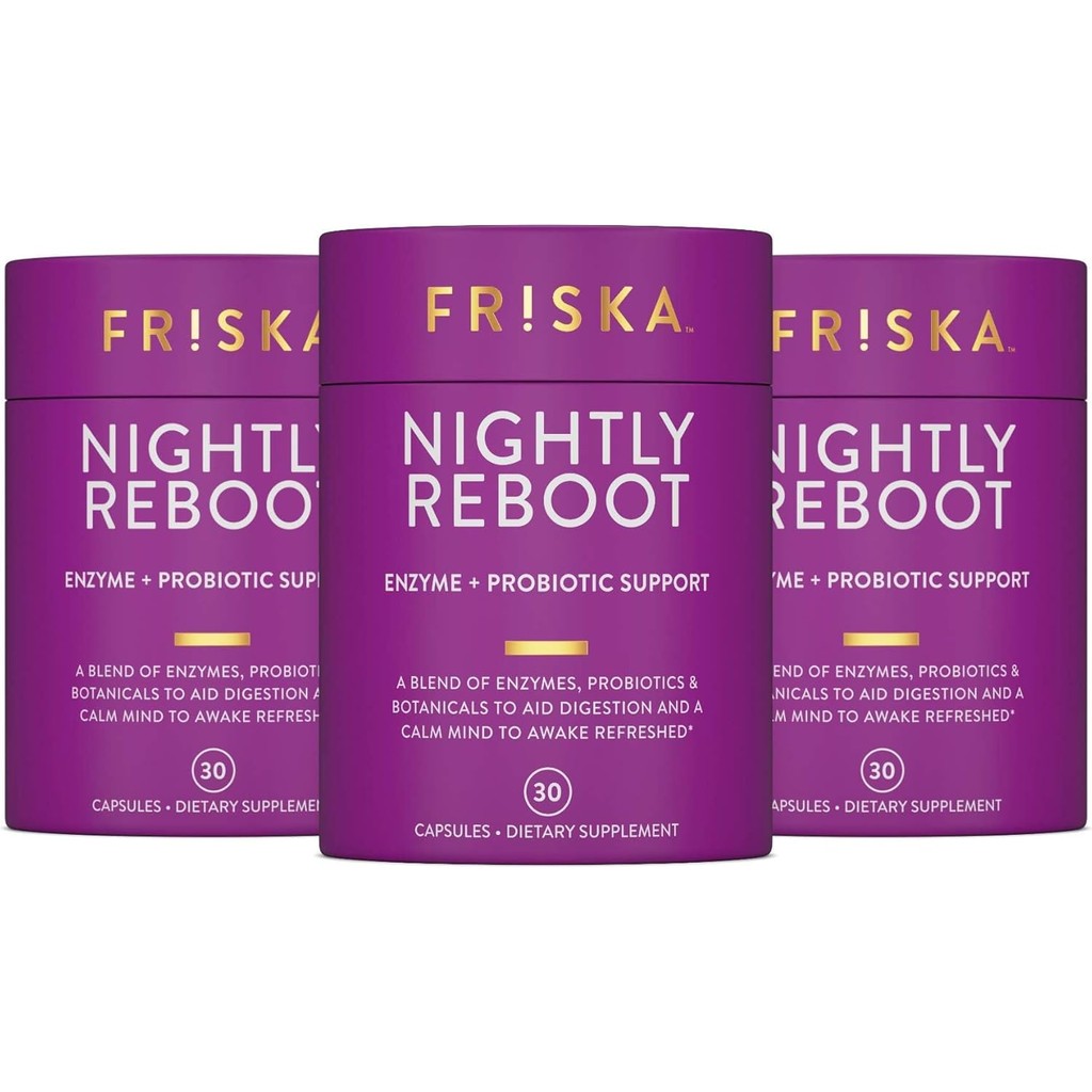 FRISKA Nightly Reboot Enzyme and Probiotics Supplement, Promotes Better ...