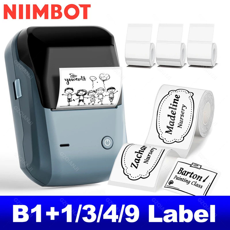 NIIMBOT B1 Portable Thermal Printer With Tapes 2 Inch Adhesive Label Machine Mini Bluetooth ...
