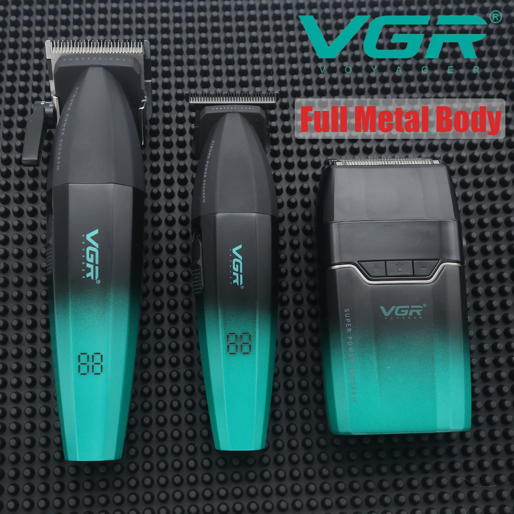VGR Professional Barber Cutting Machines Kit DLC Blade Full Metal ...