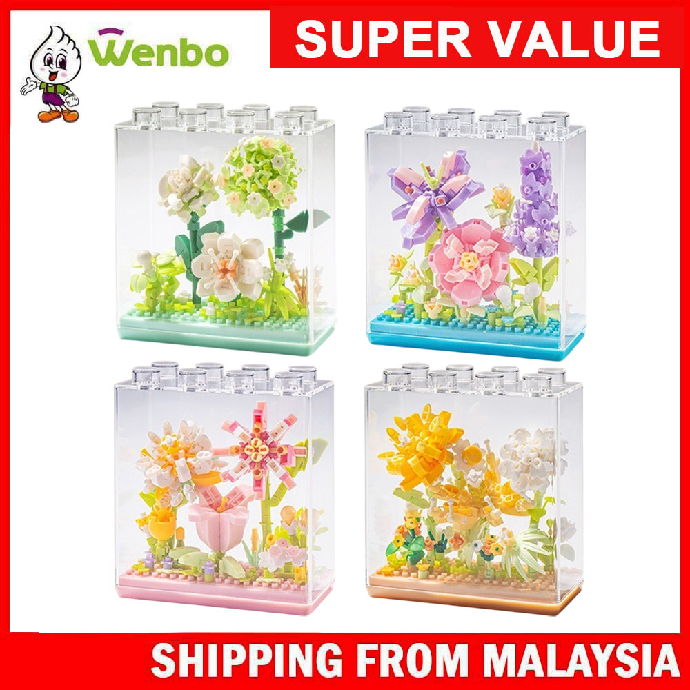 Wenbo Eternal Flower Brick Set For Kids Fairy Bouquet Building Toy With ...
