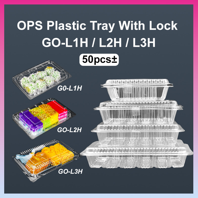 OPS Plastic Tray With Lock 50pcs GO-L1H L2H L3H Disposable Bakery Box ...