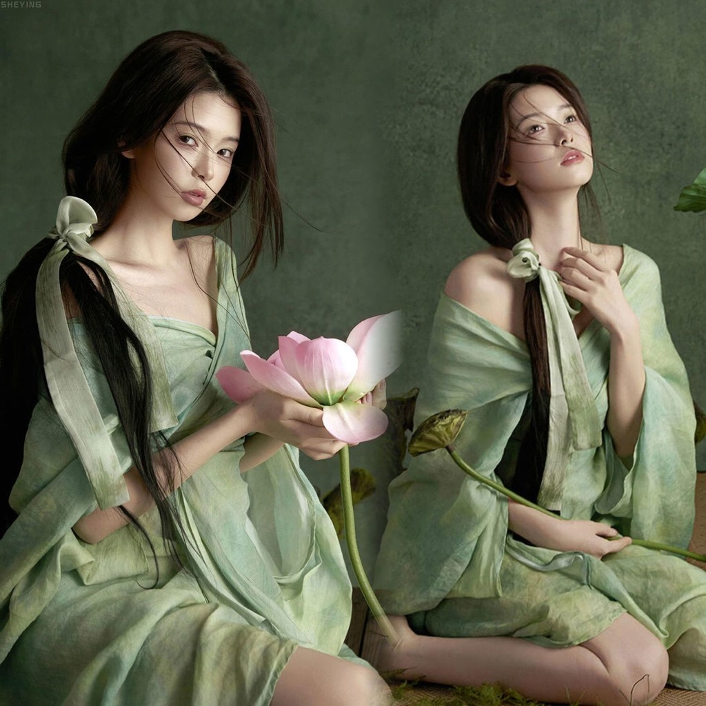 Gaya Baharu Studio Foto Tema Cina Baharu Zen Cina Pakaian Kecerunan Sensasi Sejuk Potret ...