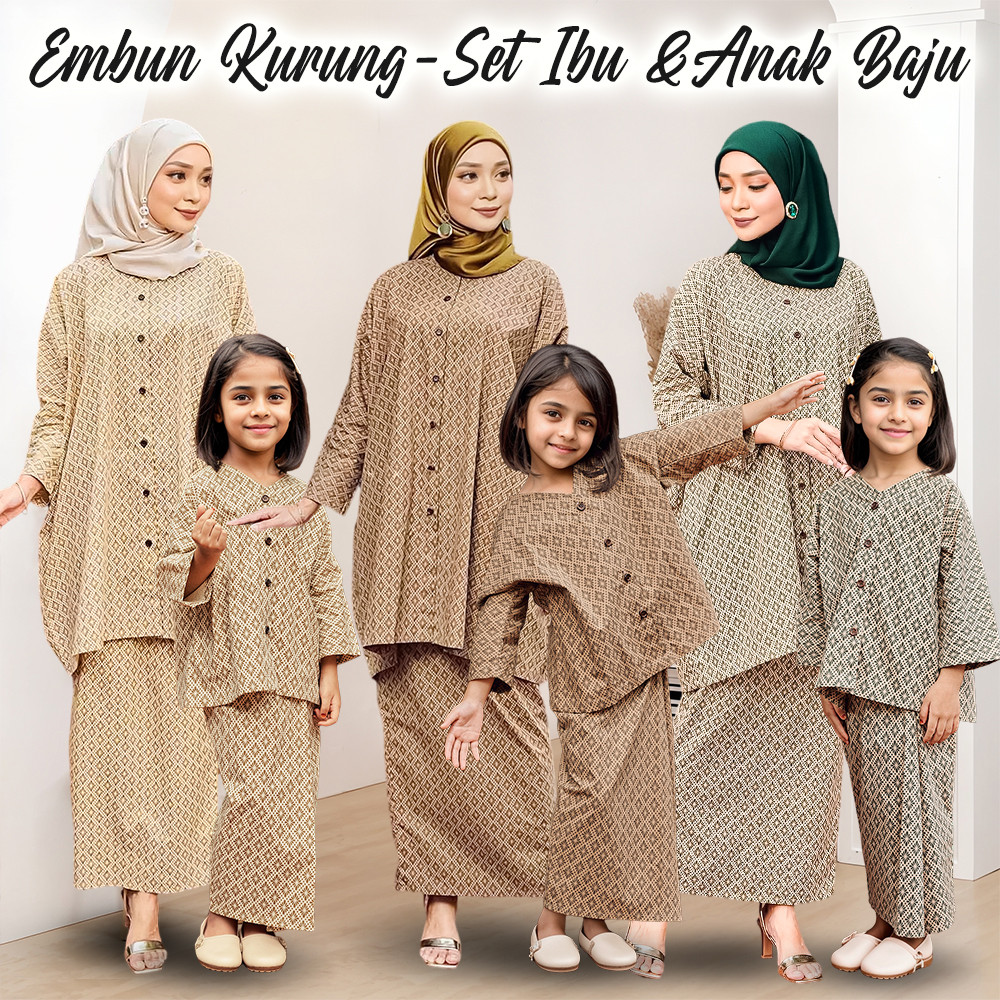 Plaid Set Ibu Dan Anak Perempuan Baju Kurung 2025 Budak Perempuan Kurung Sedondon 6-12 Tahun ...