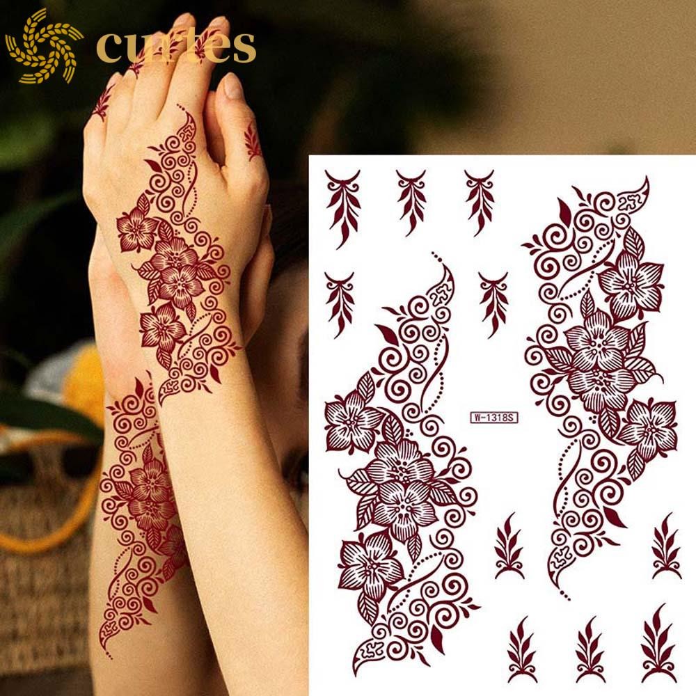 CURTES Temporary Tattoo, Legs Arm Water Transfer Decals Henna Tattoo ...